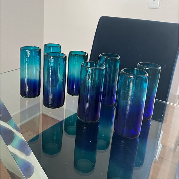 Crate&Barrel | Dining | Crate And Barrel Blue Artisan Mexican Glassware ...